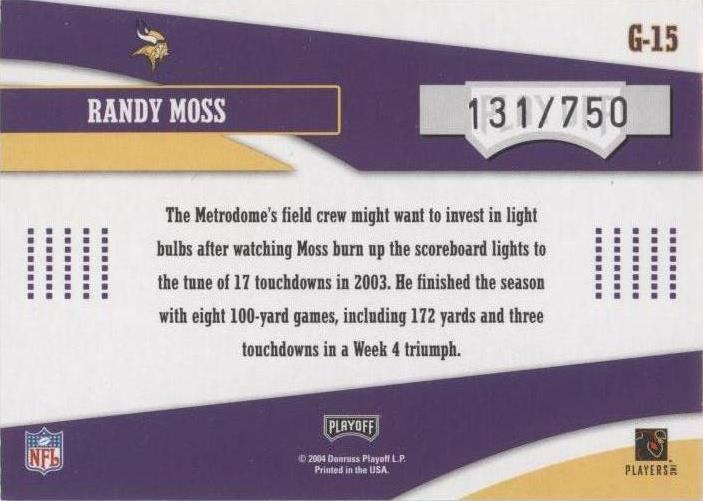 2004 Playoff Prestige Randy Moss #G-15 for sale | eBay