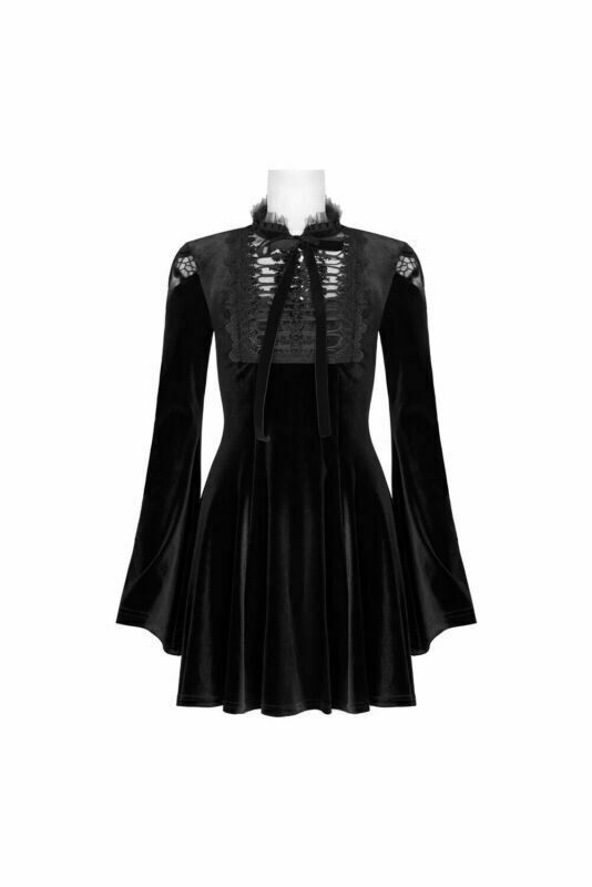 PUNK RAVE Women Gothic Gorgeous Retro Lace-up Lace Collar Micro-horn ...