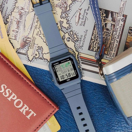 Casio LF-30W-2A Pop Blue Digital World Map World Time Quartz Resin ...
