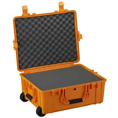 25" Large Waterproof Rolling Hard Case with Foam and wheels Orange | eBay