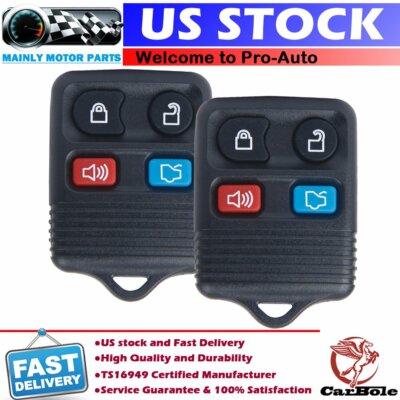 2x Keyless Entry Car Remote Control Key Fob Transmitter Alarm For Ford ...