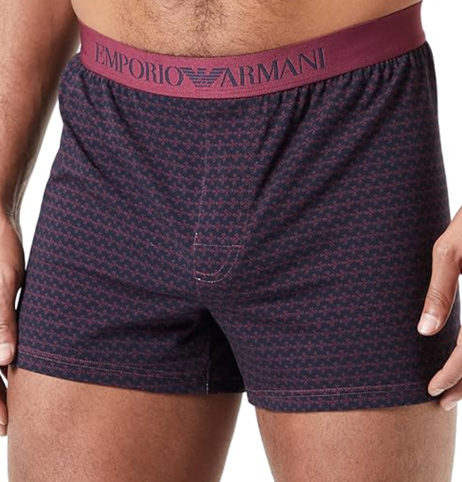 EMPORIO ARMANI - Men's Purple Navy Str Cotton 1P Designer Boxer Shorts ...