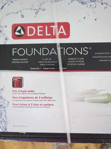 Delta Foundations Single Handle 3-Hole Kitchen Faucet Chrome Finish ...