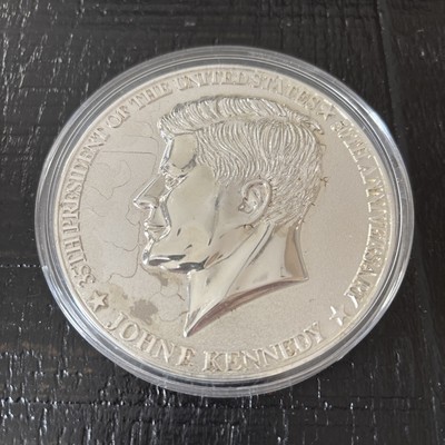 JFK Silver Plated Commemorative 50th Anniversary Round 9 Ounce In ...
