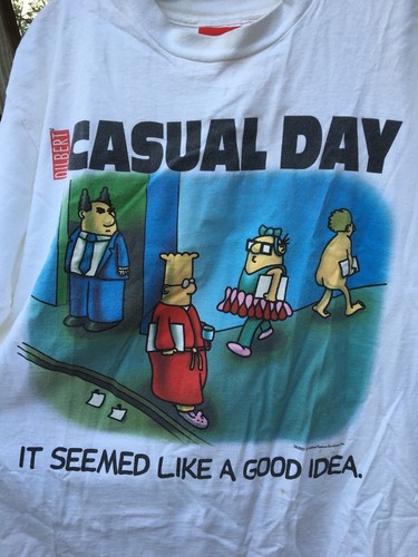 Vtg DILBERT T-SHIRT XL - CASUAL DAY - Comic Strip Office Humor united ...