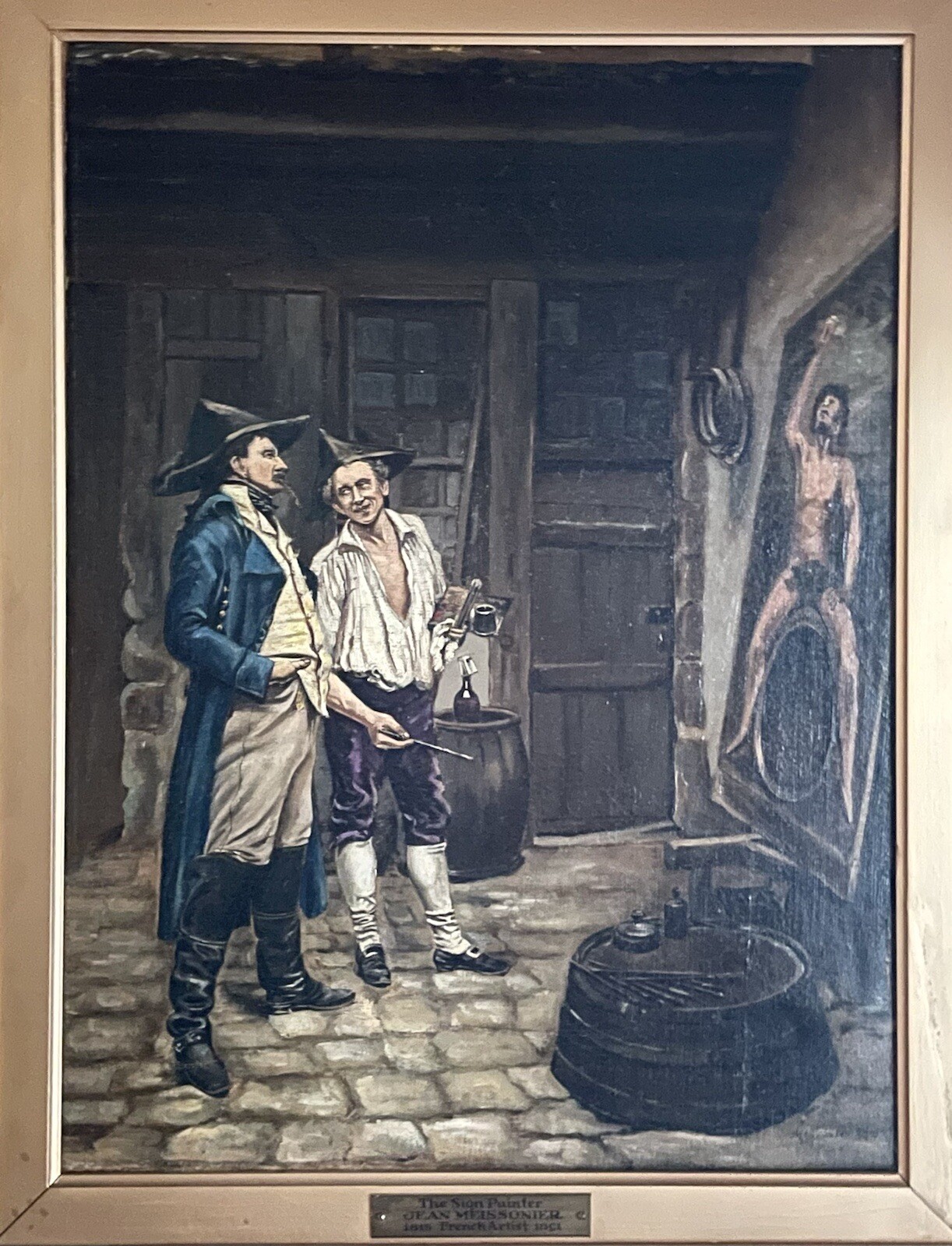 The Sign Painter after Ernest Meissonier in Ornate Antique Rococo Gilt ...