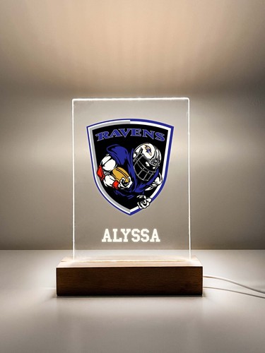Personalized LED Light Up Wood Stand Baltimore Ravens Football Gift | eBay