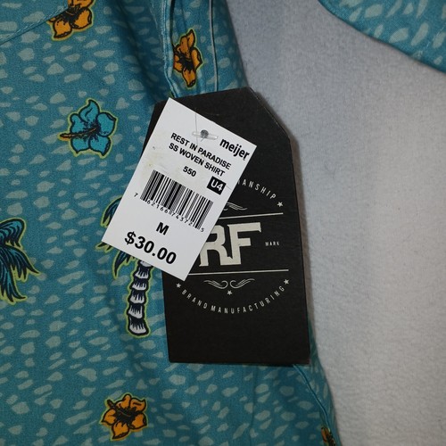 RF Brand Rest In Paradise SS 100% Cotton Shirt Mens Med NWT Skulls Palm ...