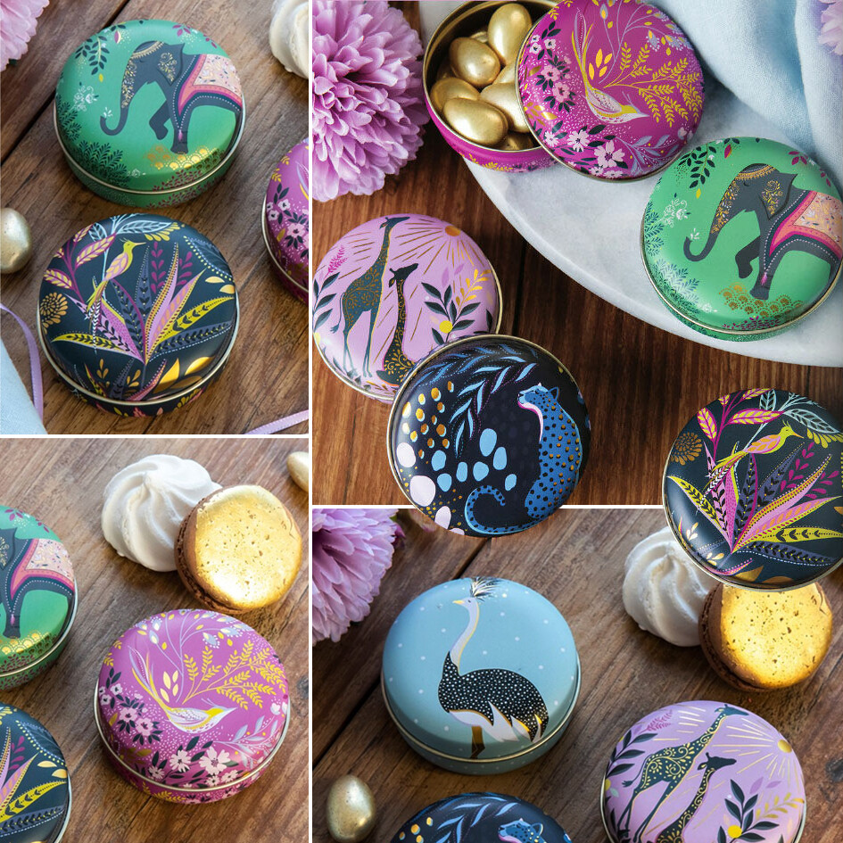 SARA MILLER METAL TIN BOX Accessory Home Keepsake Pill Storage Sweet ...