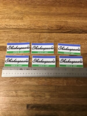 (6) Shakespeare SINCE 1897-DECALS - STICKERS-3 1/2" X 1 3/4" - NEW | eBay