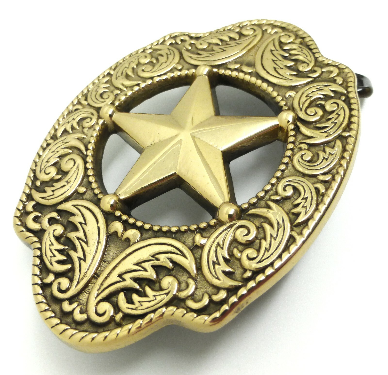 Texas Star Belt Buckle American Western Solid Brass Authentic Baron ...