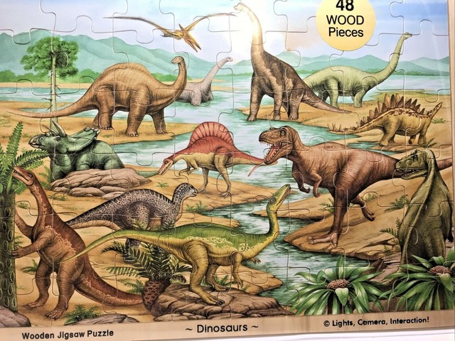 Puzzle Dinosaurs 48 Pcs Wooden Jigsaw Tray Melissa & Doug 4 ...