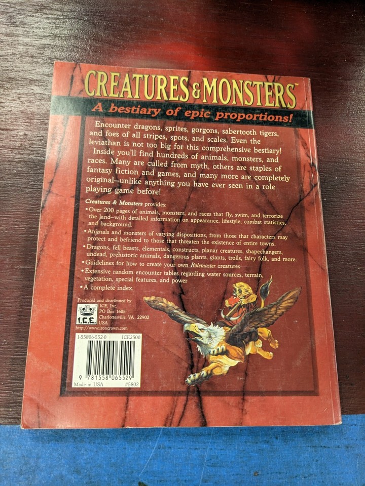 Creatures & Monsters 5802 Rolemaster ICE | eBay