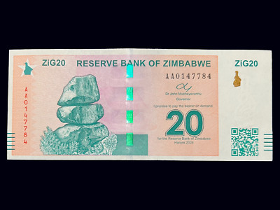 Zimbabwe $20 Zig 2024 Gold Backed Uncirculated Banknote QR Code | eBay