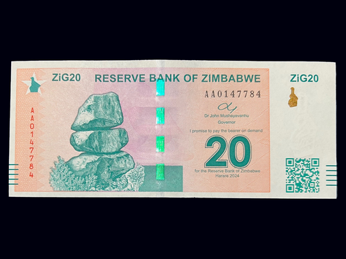 Zimbabwe $20 Zig 2024 Gold Backed Uncirculated Banknote QR Code | eBay