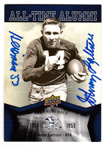 Heisman 1953 Notre Dame Johnny Lattner Running Back SIGNED CARD ...