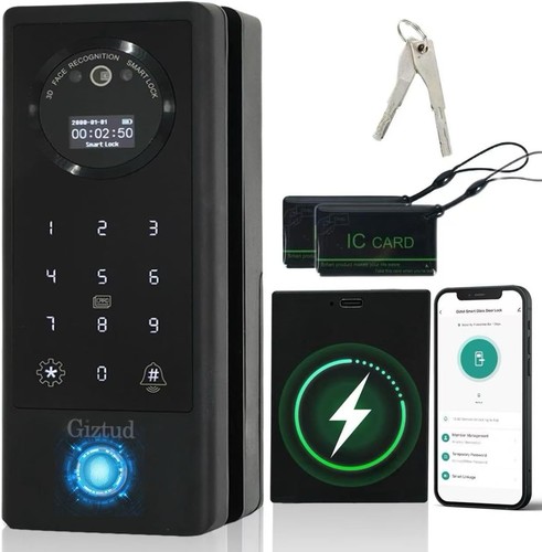 Smart Glass Door Lock for Frameless Glass Doors, 7-in-1 Keyless Entry ...