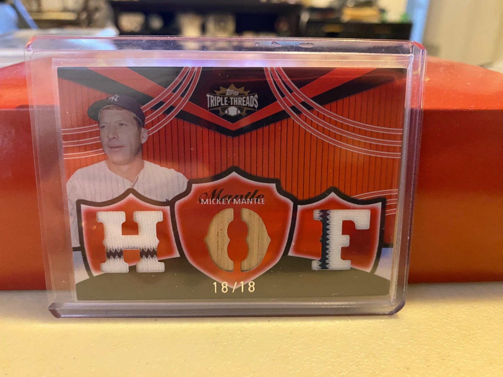 2006 Topps Triple Threads MICKEY MANTLE Relics Ruby 18/18 Jersey, Bat ...