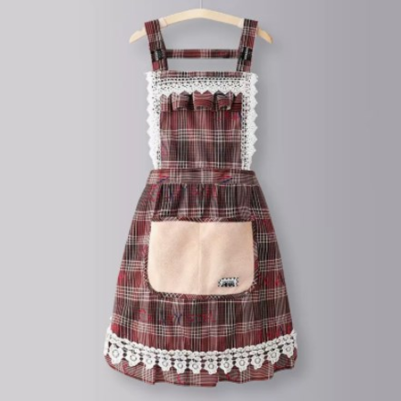 Lace Ruffled Apron Pleat with Pocket Cute Sweet Florist Baking Cooking ...