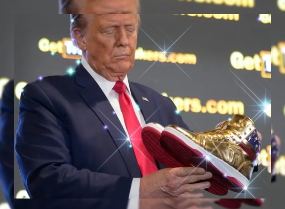 MAGA Donald Trump Never Surrender Poster High Top Gold Sneakers Shoes ...