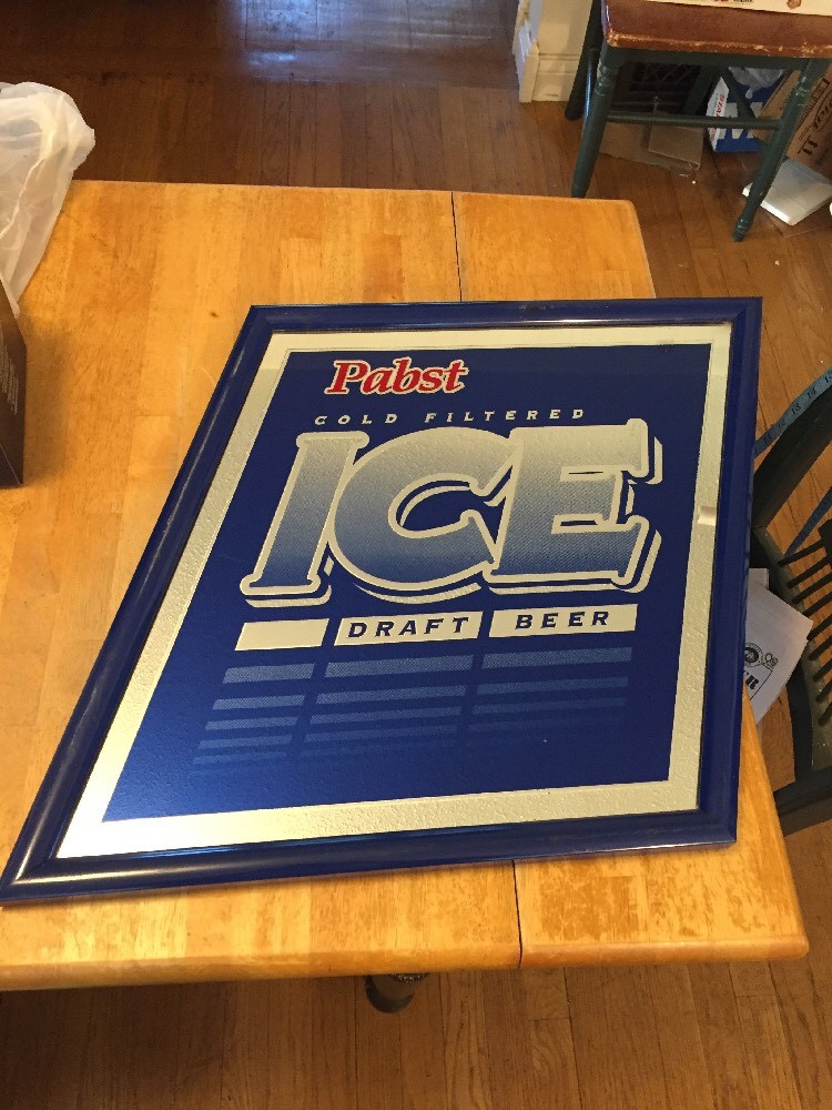 Pabst Beer Sign/Mirror Ice Draft Cold Filtered Vintage 1995 Pabst ...