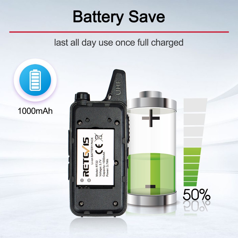 Retevis RT22 UHF Walkie Talkies Two Way Radio 2W CTCSS/DCS VOX For ...