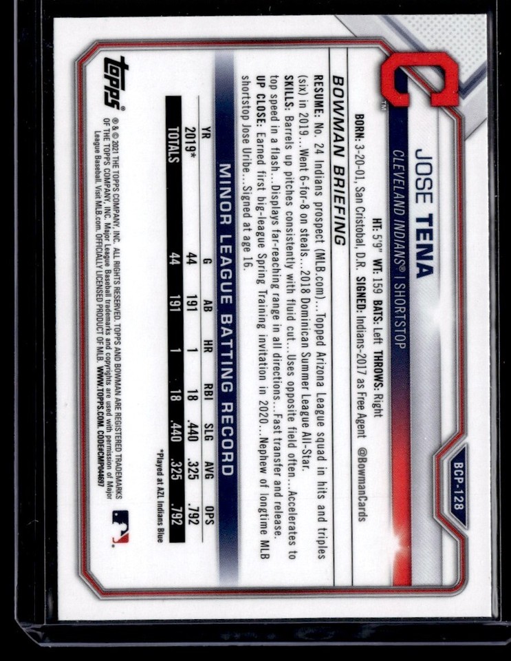 2021 BOWMAN CHROME MOJO REFRACTOR Jose Tena | eBay