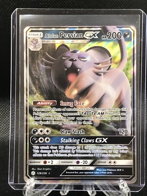 Pokémon TCG Alolan Persian GX Sun & Moon - Cosmic Eclipse 129/236 Holo ...
