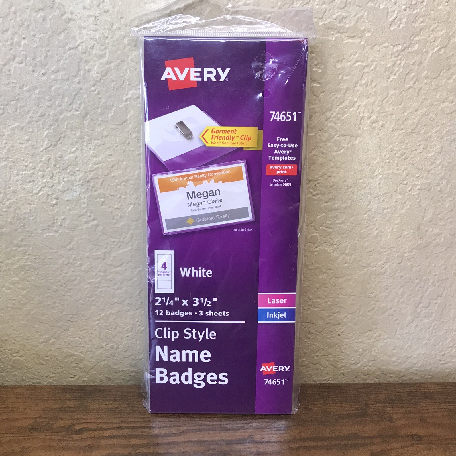 Avery CLIP STYLE Name Badges 2.25" x 3.5", 12 Badges, 3 Sheets, 74651 ...