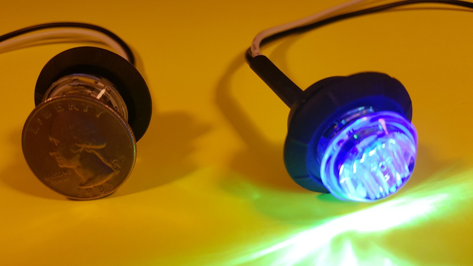 2 PACK Premium Quality BLUE LED Marker Light - 12v DC - with runner ...