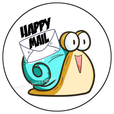 HAPPY MAIL SNAIL MAIL ENVELOPE SEALS LABELS STICKERS PARTY FAVORS | eBay