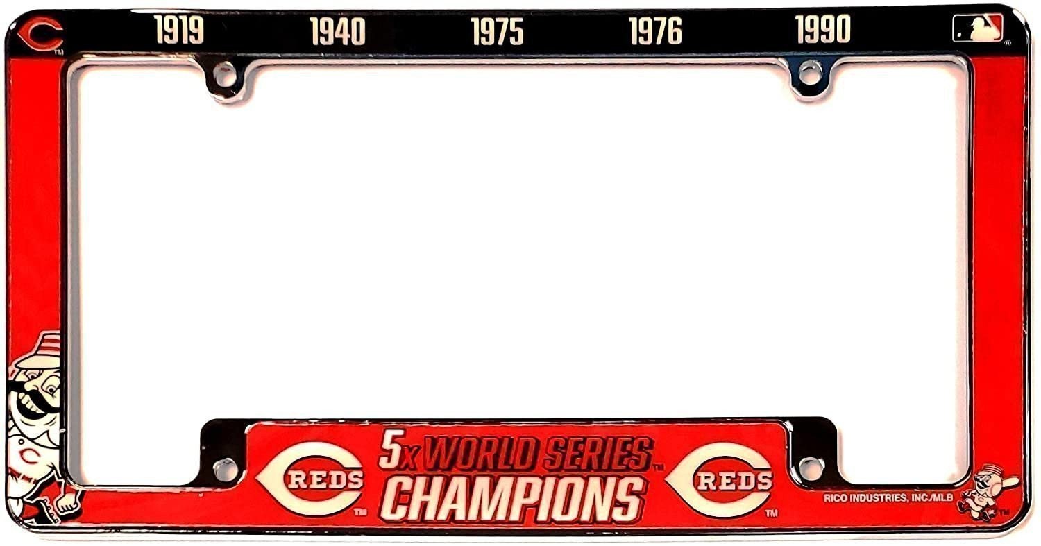 Cincinnati Reds 5X Time Champions Metal License Plate Frame Chrome Tag ...
