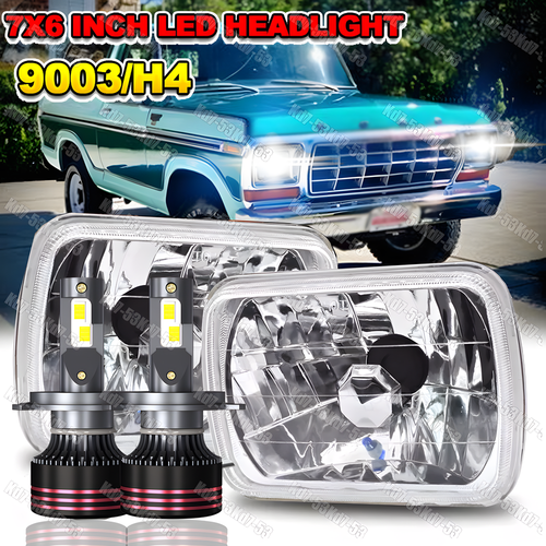 Pair 7x6" Square LED Headlights HI-Lo Beam Fit for Ford F150 Bronco ...