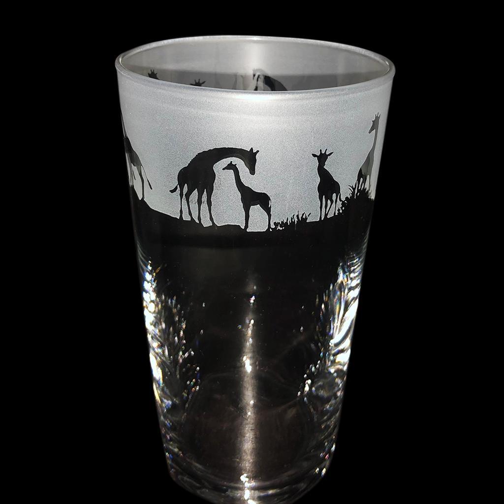 Beer Pint Glass Giraffe Sandblast Animal Decorated Drink Tumbler Gift ...
