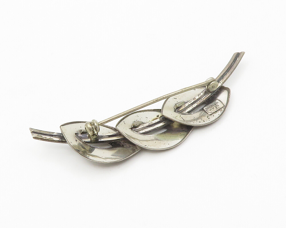 BEAU 925 Sterling Silver - Vintage Dark Tone Modernist Design Brooch ...