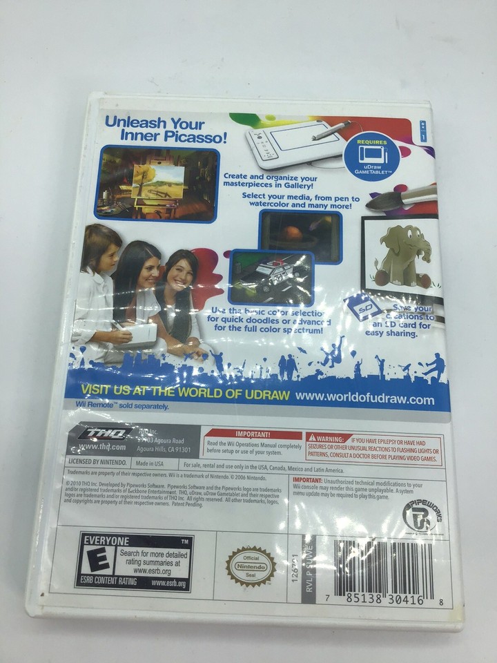 uDraw Studio (Wii, 2010) - Complete in box -game, manual, box ...