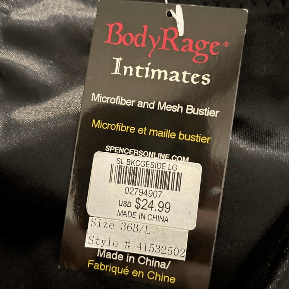 Body Rage Intimates Sexy Black microfiber & mesh strapless bustier ...