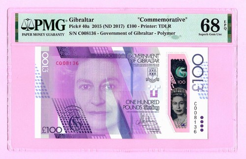 GIBRALTAR 100 POUNDS P40a 2015 SUPERB GEM UNC PMG 68 EPQ (TK 16 855) | eBay