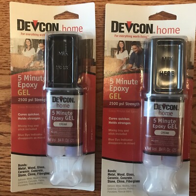 2-Devcon 5 Minute EPOXY GEL Cream 0.84oz Cures Quick 2500 psi Hold ...
