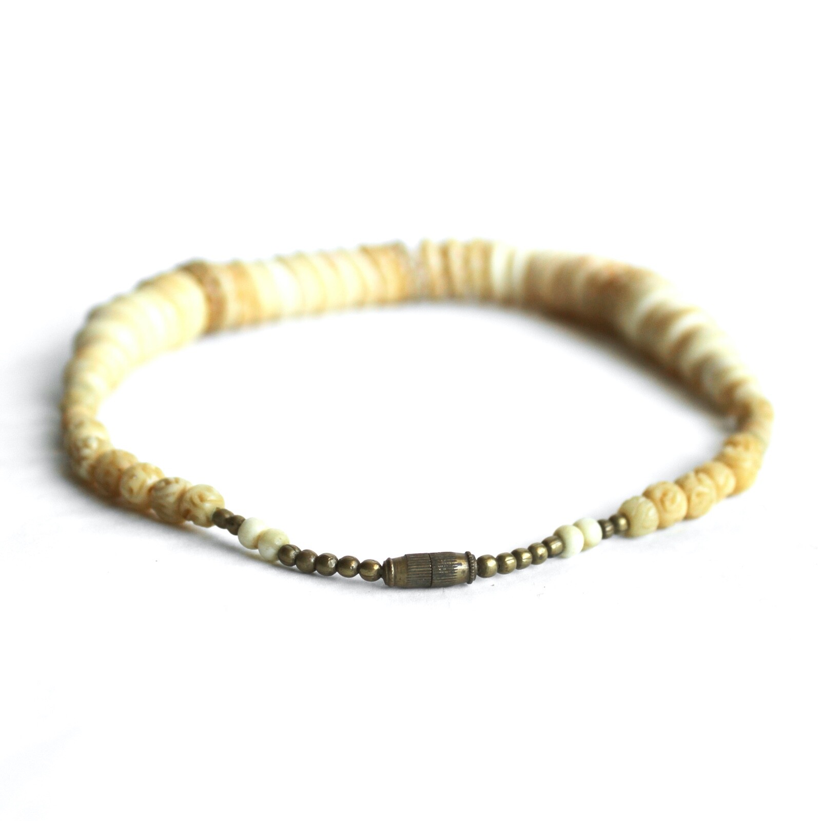 Vintage Graduated Carved Puka Shell Disc Flower Bead … - Gem