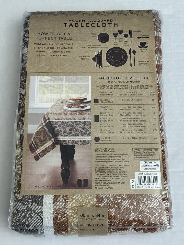 Acorn Jacquard Autumn Fall Tablecloth 60”x84” | eBay