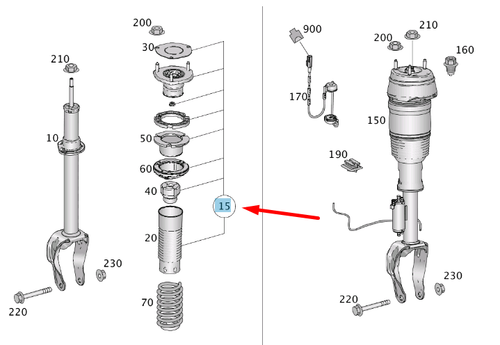 MERCEDES-BENZ ML W166 Federbeinhalter-Montagesatz A1663200426, NEU ...
