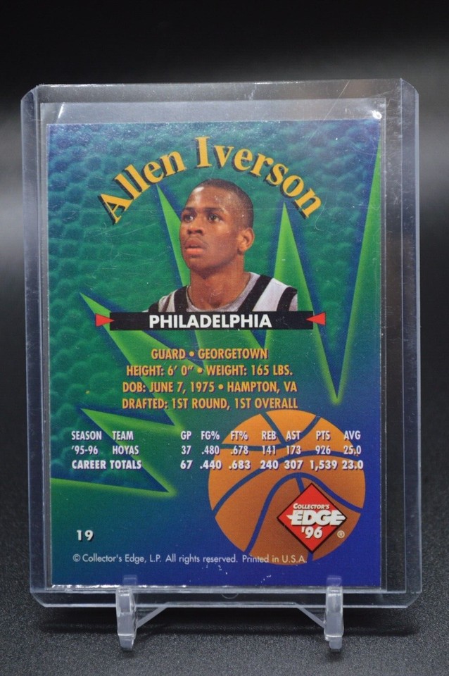 1996 Edge Rookie Rage ALLEN IVERSON ROOKIE #19 HOF RC! | eBay