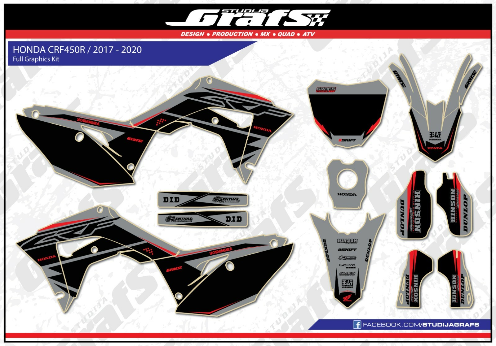 2017 2018 2019 2020 CRF 450 R Graphics Kit for HONDA CRF450R 450R ...