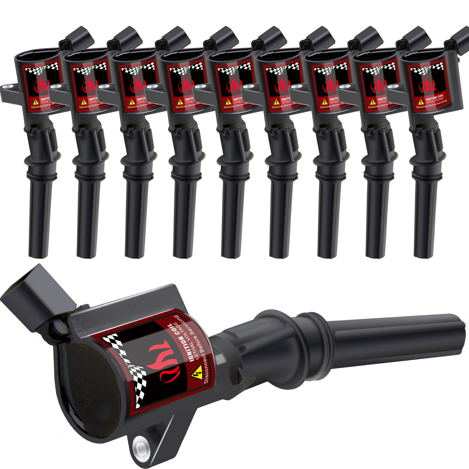 Set of 10 Ignition Coils Pack Compatible with Ford Lincoln Mercury 4.6L ...