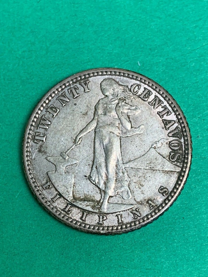 US PHILIPPINES TWENTY CENTAVOS 1908-S XF/AU #710 | eBay