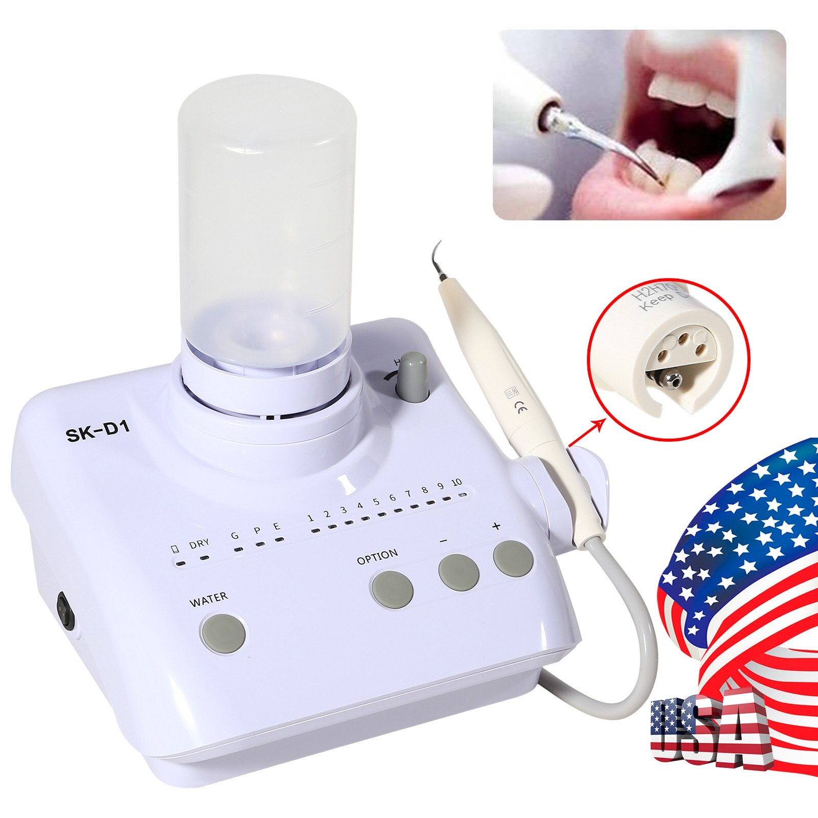 Dental Ultrasonic Piezo Scaler Handpiece 2 Water Bottles 5 Tips Fit Dte