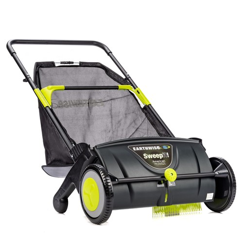 Earthwise LSW70021 21-Inch Width Leaf & Grass Push Lawn Sweeper, Black ...