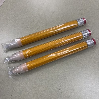 3x Giant Pencils Yellow Wooden Pencil 12 Inch Pencil Props Big Jumbo ...