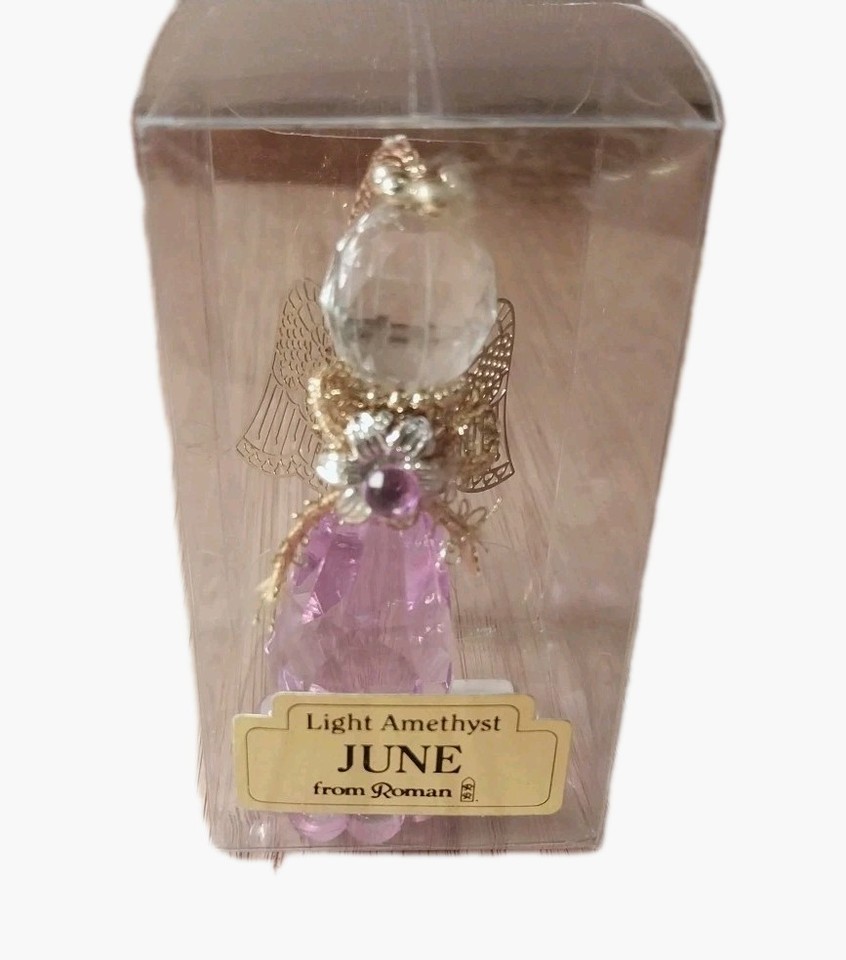 Vtg ROMAN 1994 Light Amethyst Crystal JUNE Birthday Angel Christmas ...
